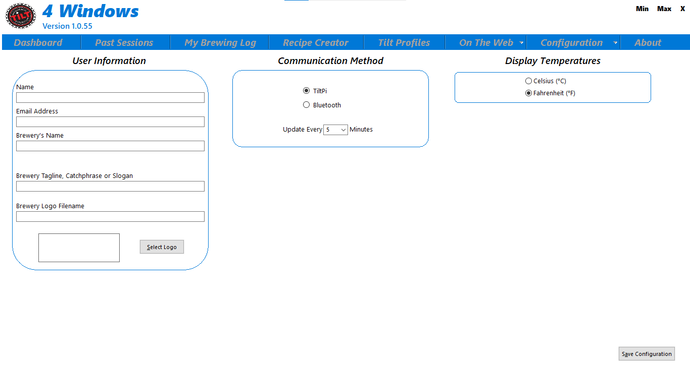 Initial Setup (User & Main Configuration) – Tilt 4 Windows